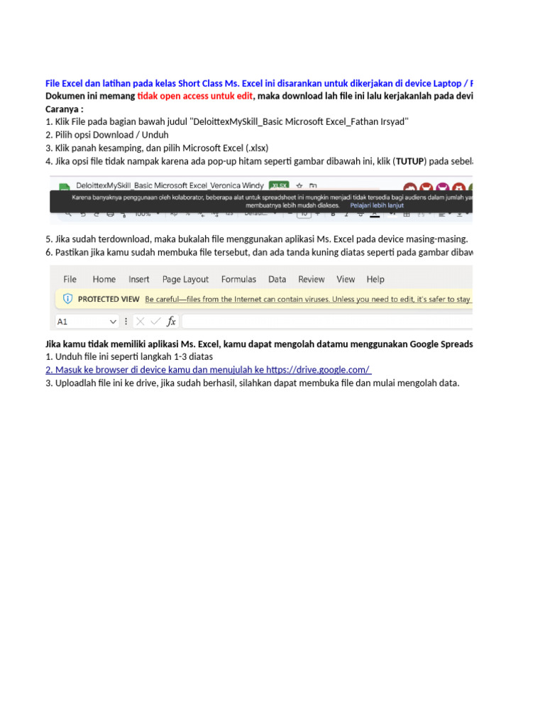 DeloittexMySkill - Basic Microsoft Excel - Fathan Irsyad | PDF