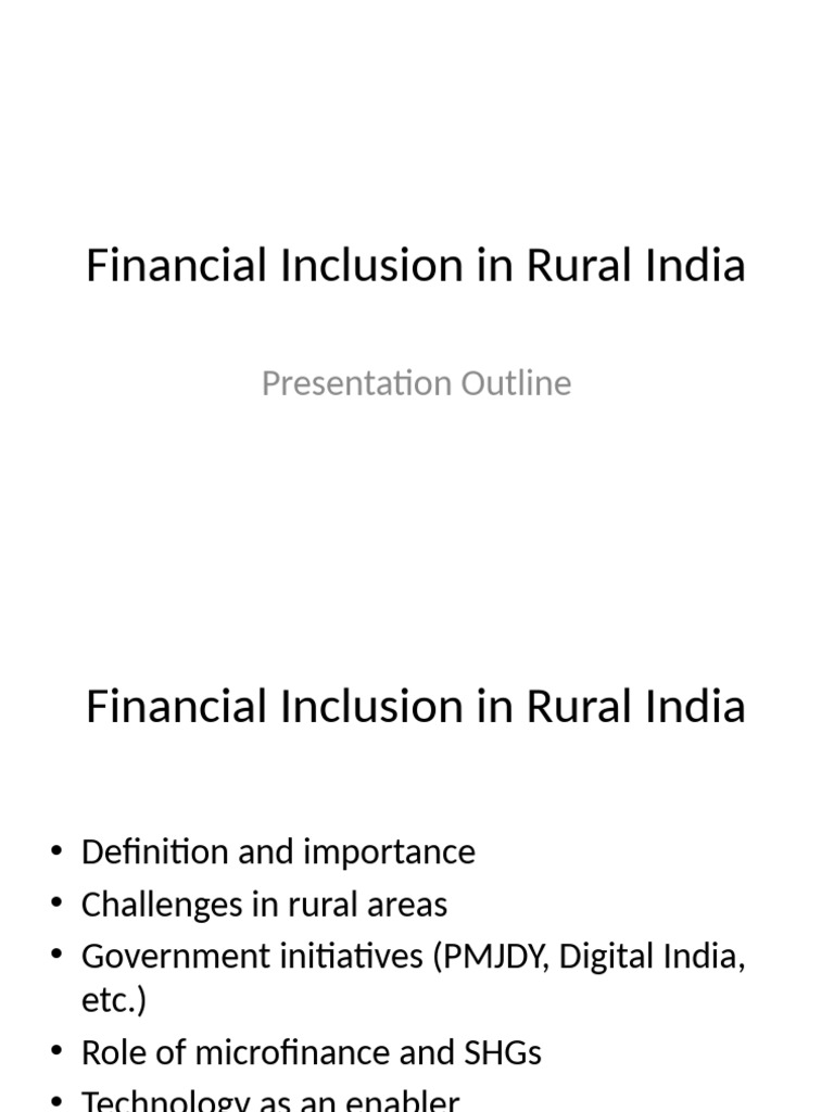 Financial Inclusion in Rural India | PDF