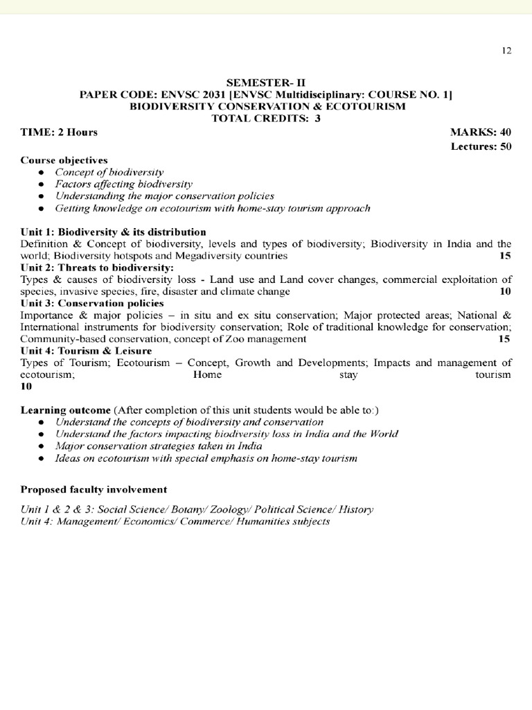 Envs MDC Syllabus | PDF