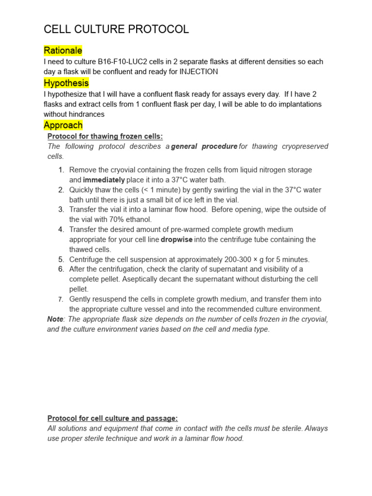 Cell Culture Protocol 10 - 1 | PDF | Biotechnology