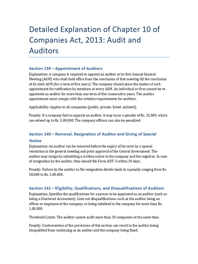Chapter 10: Audit Provisions Summary | PDF | Audit | Auditor's Report