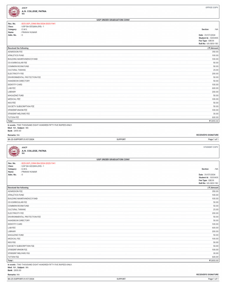 Online Payment Receipt | PDF