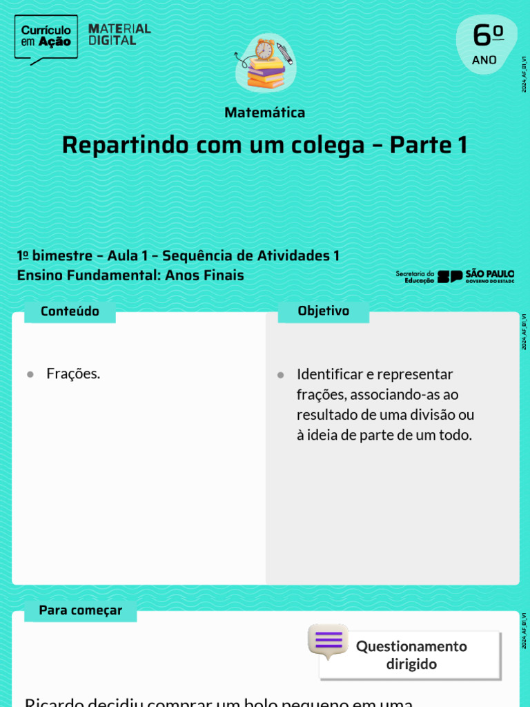 Aula 1 - Repartindo Com Um Colega - Parte 1 | PDF