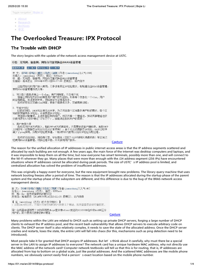 The Overlooked Treasure - IPX Protocol - Bojie Li | PDF | I Pv6 | Internet Protocol Suite