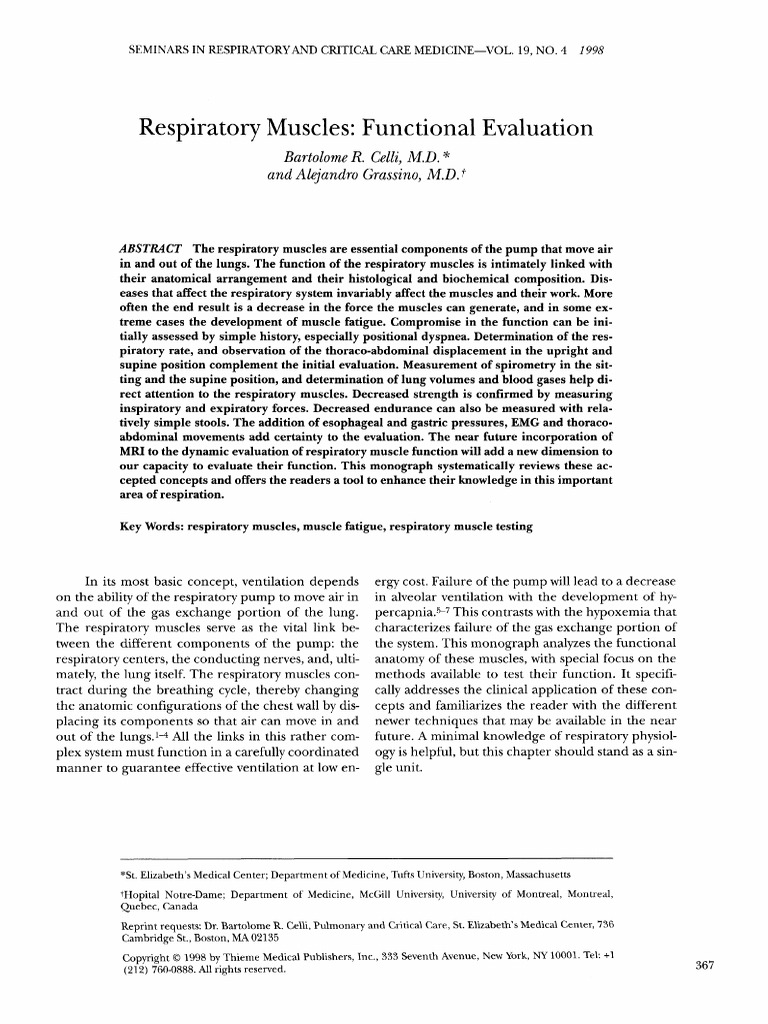 Evaluating Respiratory Muscle Function | PDF | Exhalation | Skeletal Muscle