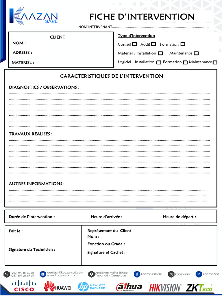 Fiche D'intervention Kaazan | PDF
