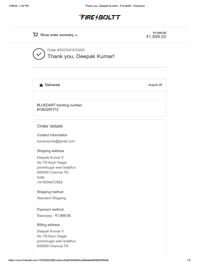 Fire Boltt Invoice | PDF