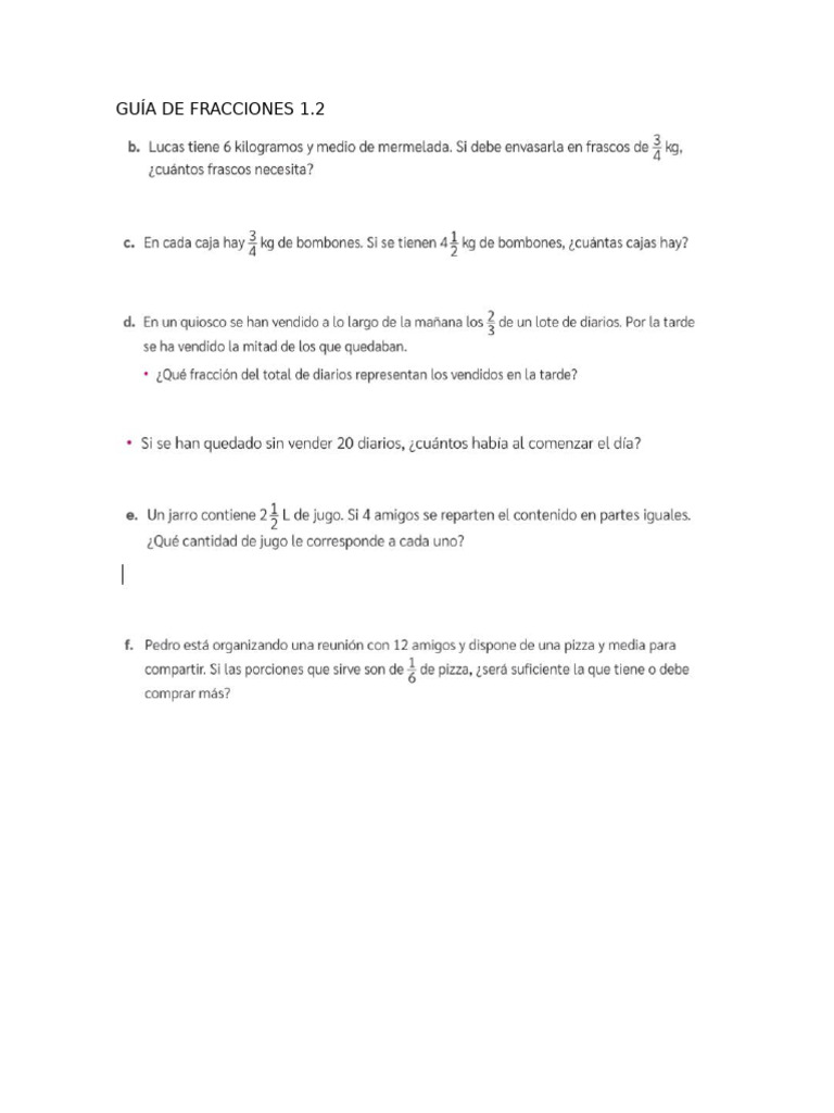 Guía Fracciones 1-2 | PDF