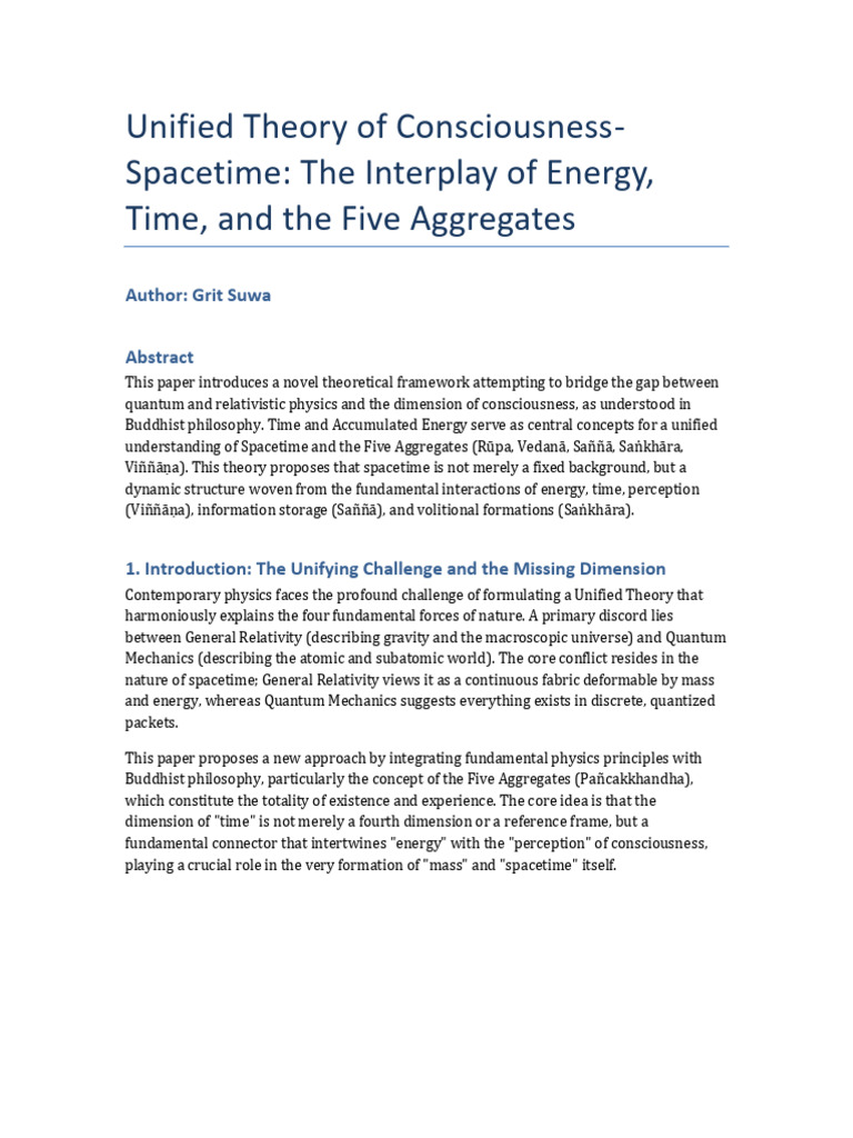 Unified Theory of Consciousness - Spacetime - The Interplay of Energy ...