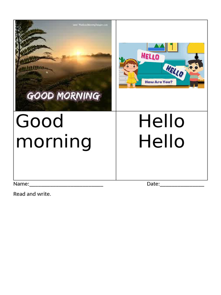 Good Morning N Hello Writting | PDF