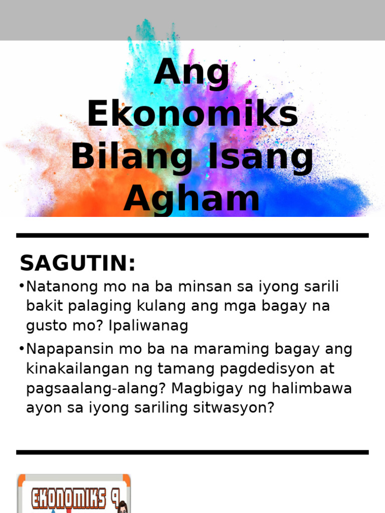 Ang Ekonomiks Bilang Isang Agham | PDF