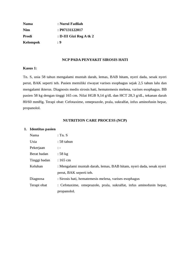 NCP untuk Pasien Sirosis Hati | PDF