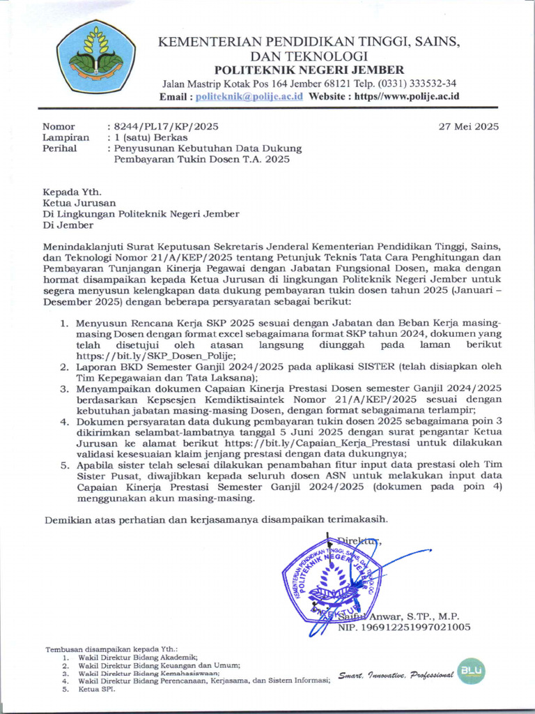 8244 - Penyusunan Kebutuhan Data Dukung Pembayaran Tukin Dosen T.A ...