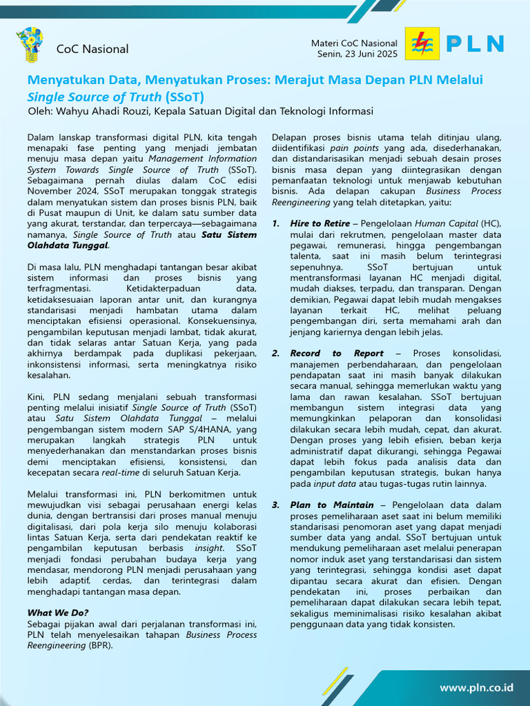 Materi CoC Nasional - Rubrik Transformasi - Menyatukan Data, Menyatukan Proses - Merajut Masa ...