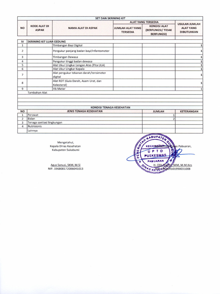 Permintaan Pustu Sukajaya1 | PDF