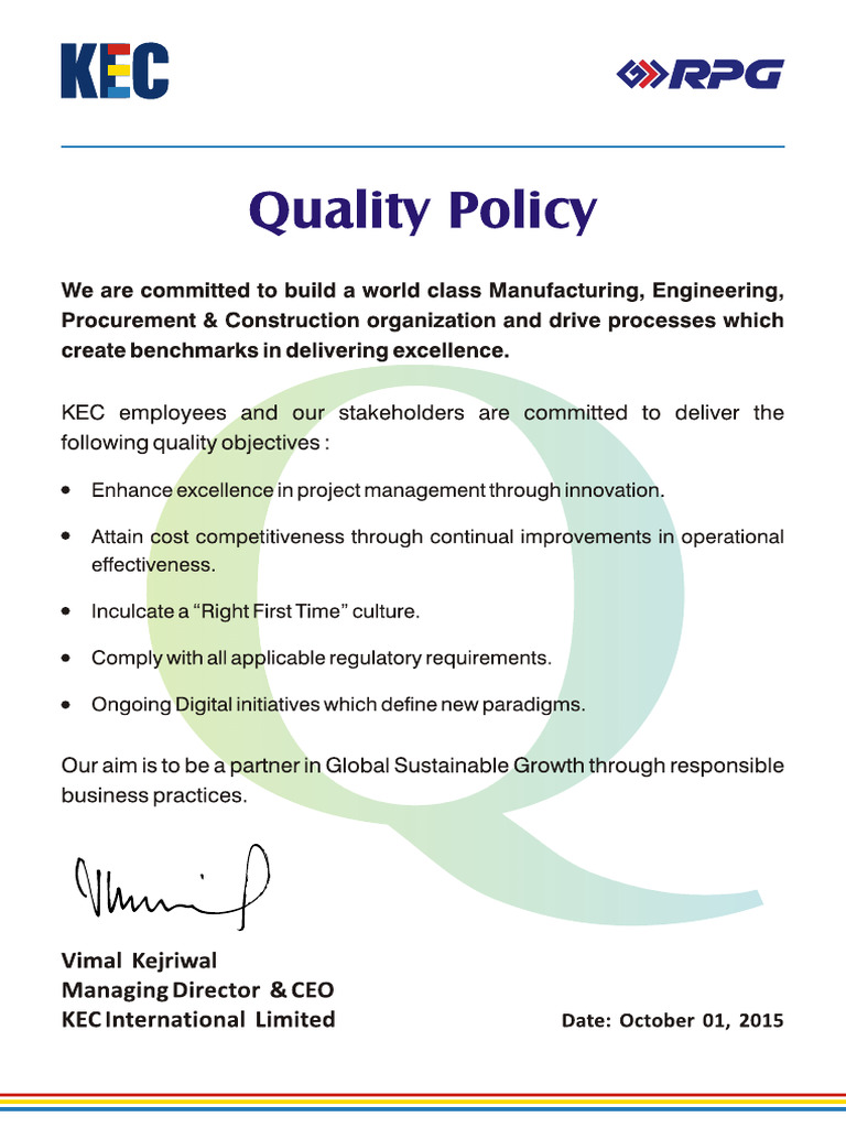 Quality Policy A4 Size CQ | PDF