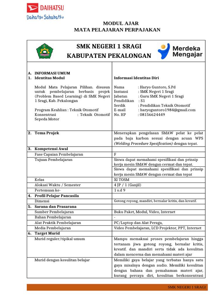 3. ModuI Ajar Mapel Pilihan_Haryo Guntoro | PDF