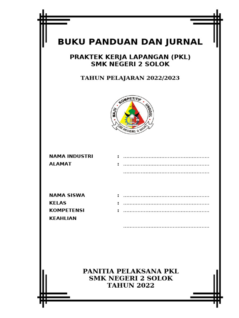 Cover Buku Panduan Dan Jurnal PKL 2022 | PDF