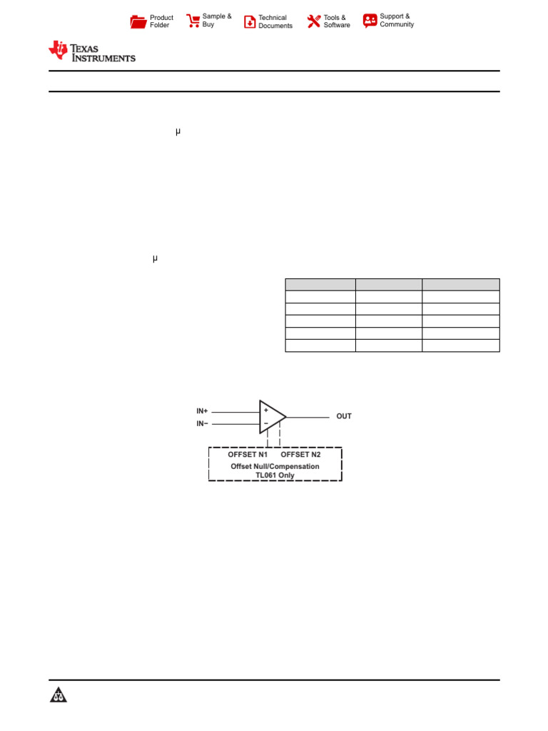 TL062 DataSheet | PDF | Amplifier | Operational Amplifier