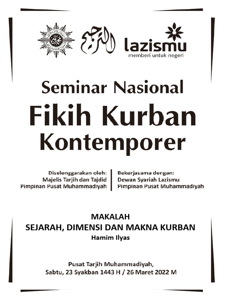 Sejarah Filosofi Kurban Hamim Ilyas Dewan Syariah LazisMu PP Muhammadiyah | PDF
