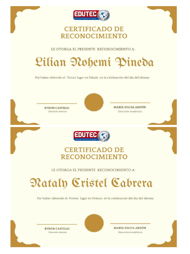Certificados Día Del Idioma Final | PDF