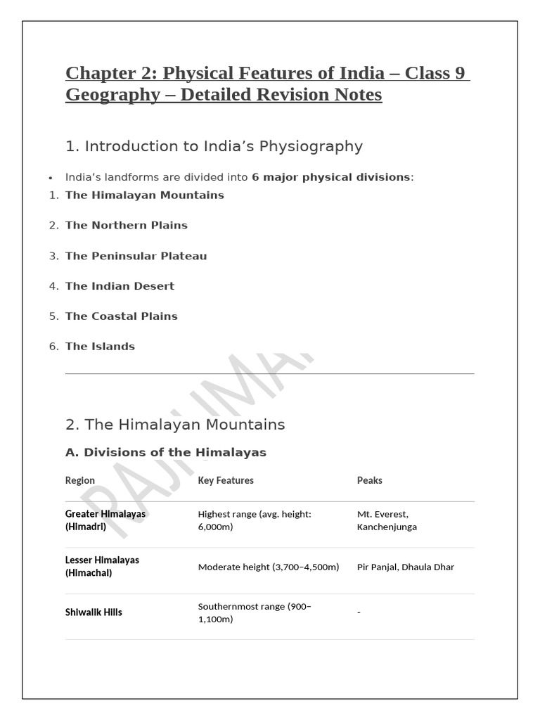 Chapter 2 Physical Features of India | PDF | Himalayas | Earth Sciences