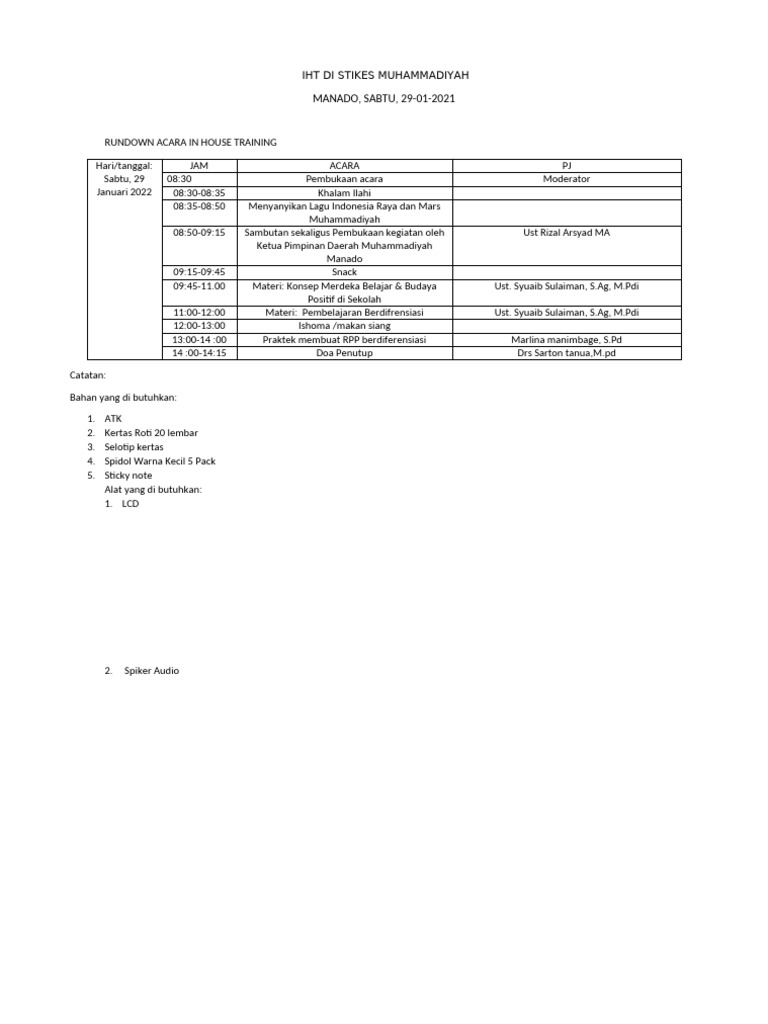 Rundown acara | PDF