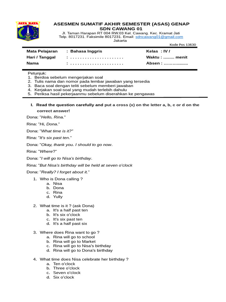 Pska Bahasa Inggris Kelas 4 Sem 2 | PDF | Chess Openings | Chess Theory