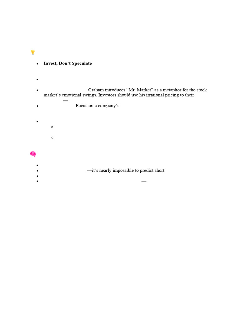 The Intelligent Investor: Key Principles | PDF