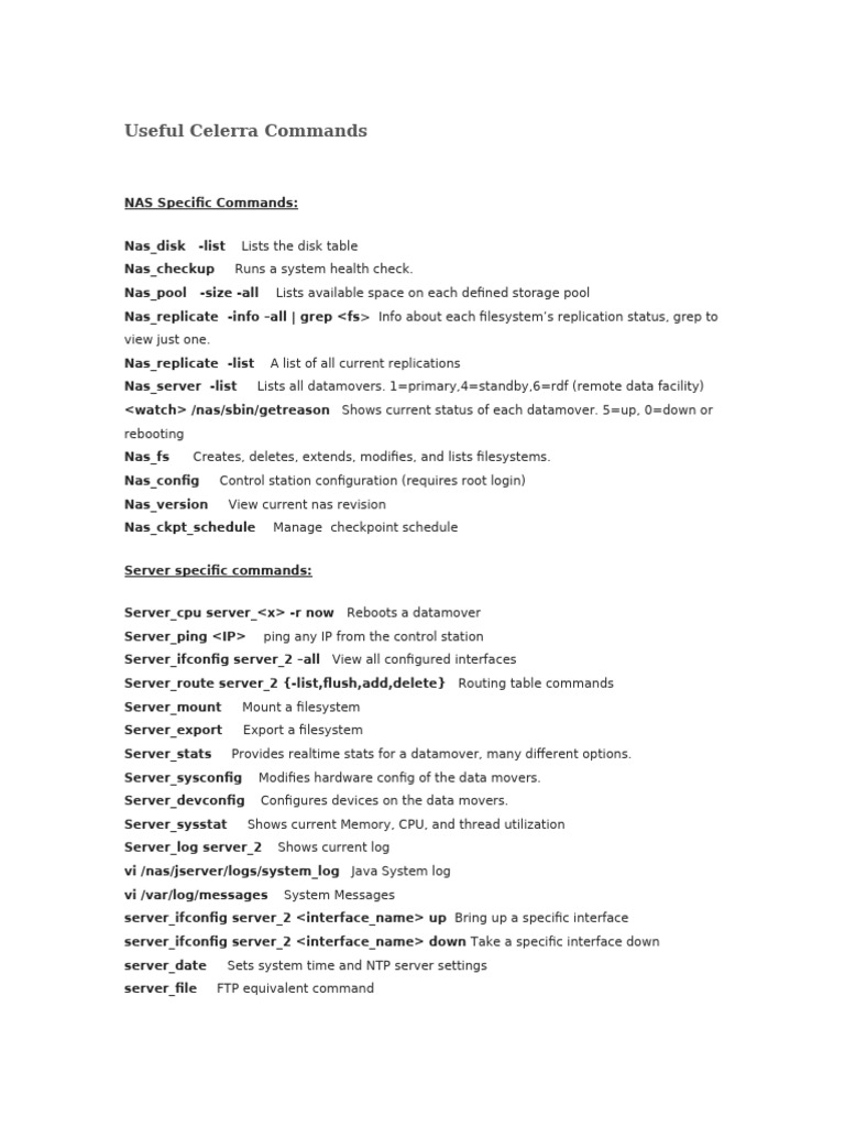 Useful Celerra Commands | PDF | File System | Software