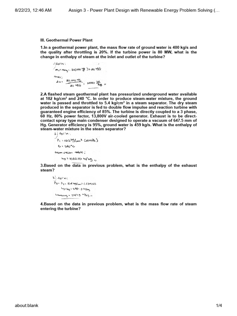 Assign 3 - Power Plant Design With Renewable Energy Problem Solving (1 ...