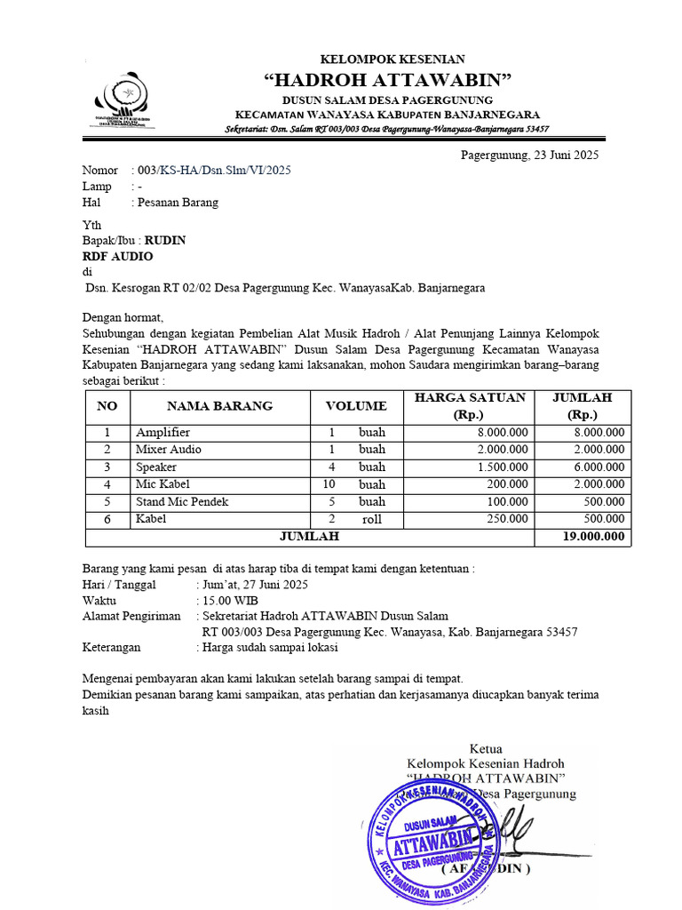 Surat - Pesan - Barang - Fiks TPQ | PDF