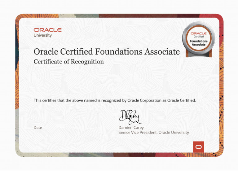 Oracle Certificate | PDF