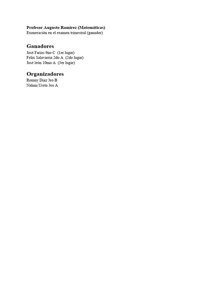 Profesor Augusto Ramirez (Matemáticas) | PDF