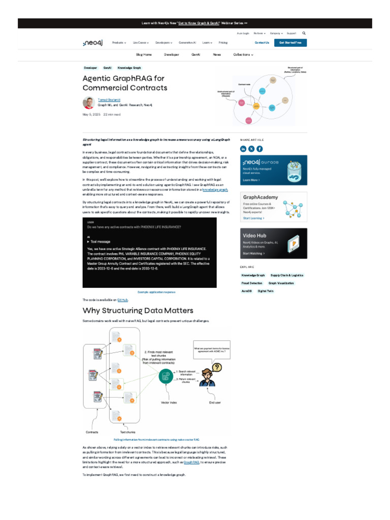 Neo4j Com Blog Developer Agentic Graphrag For Commercial Contracts | PDF | Databases | Computing