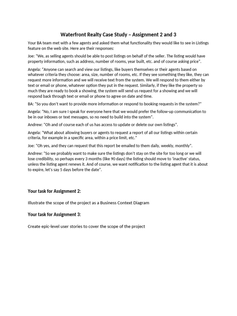 Waterfront Realty Case Study - Assignment 2 | PDF