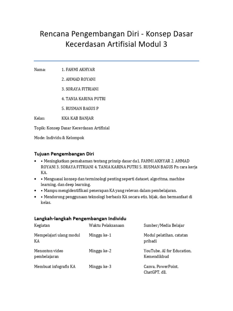 Rencana Pengembangan Diri KA MODUL 3 | PDF