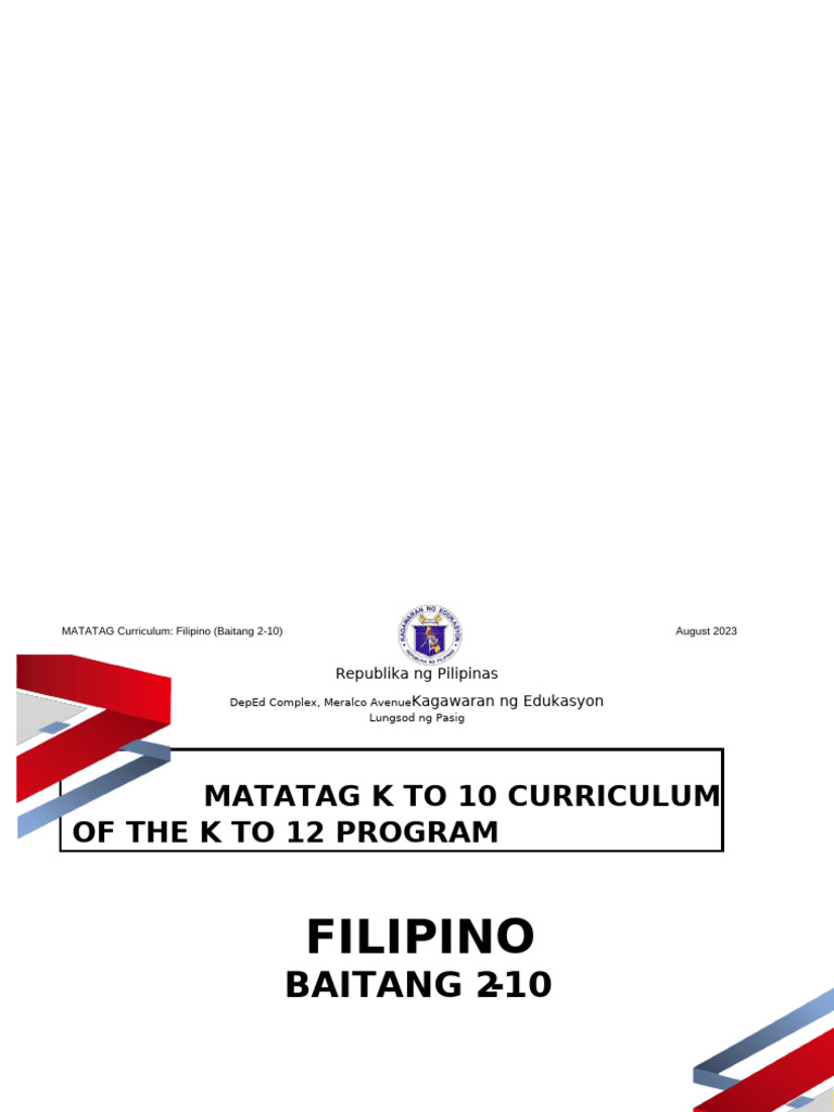 Final Matatag Filipino CG 2023 Grades 2-10 | PDF