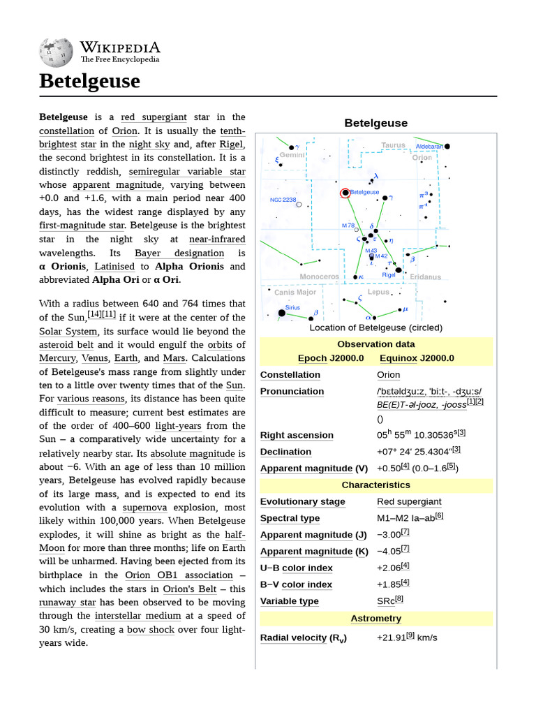 Betelgeuse Radial Velocity Insights | PDF | Stars | Apparent Magnitude