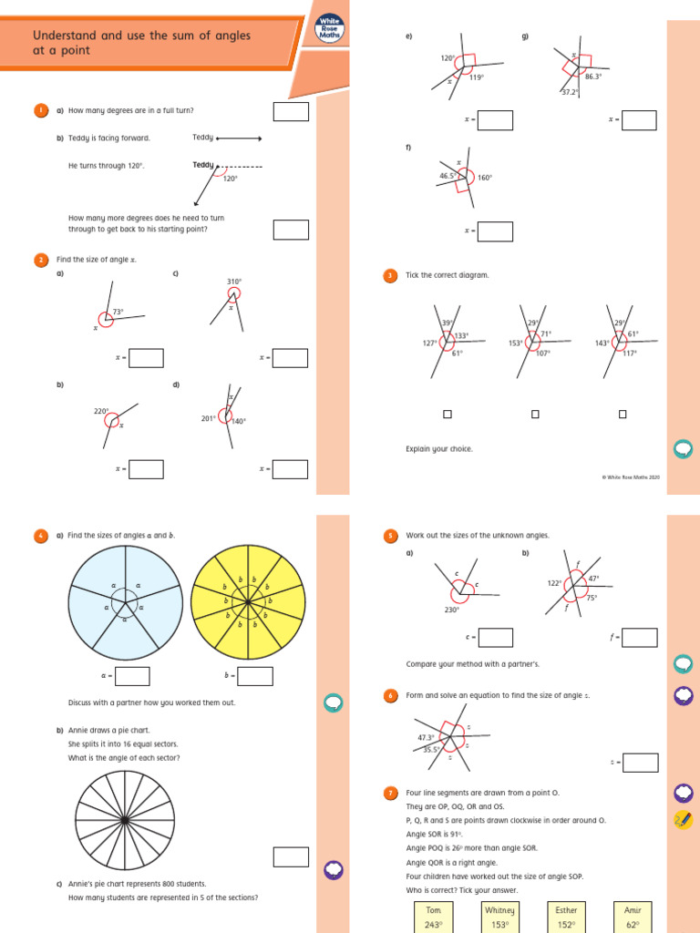 (457764) 13 Understand and Use The Sum of Angles at A Point | PDF | Elementary Geometry ...