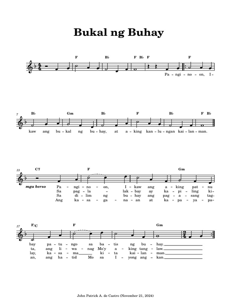 Bukal - NG - Buhay Full Music Score | PDF