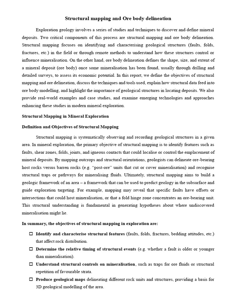 Structural Mapping and Ore Body Delineation 8 | PDF | Geology | Fault ...