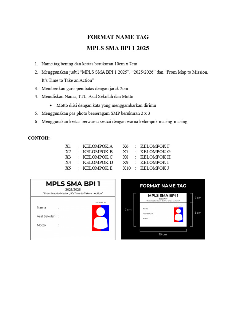 Panduan Name Tag MPLS SMA BPI 2025 | PDF