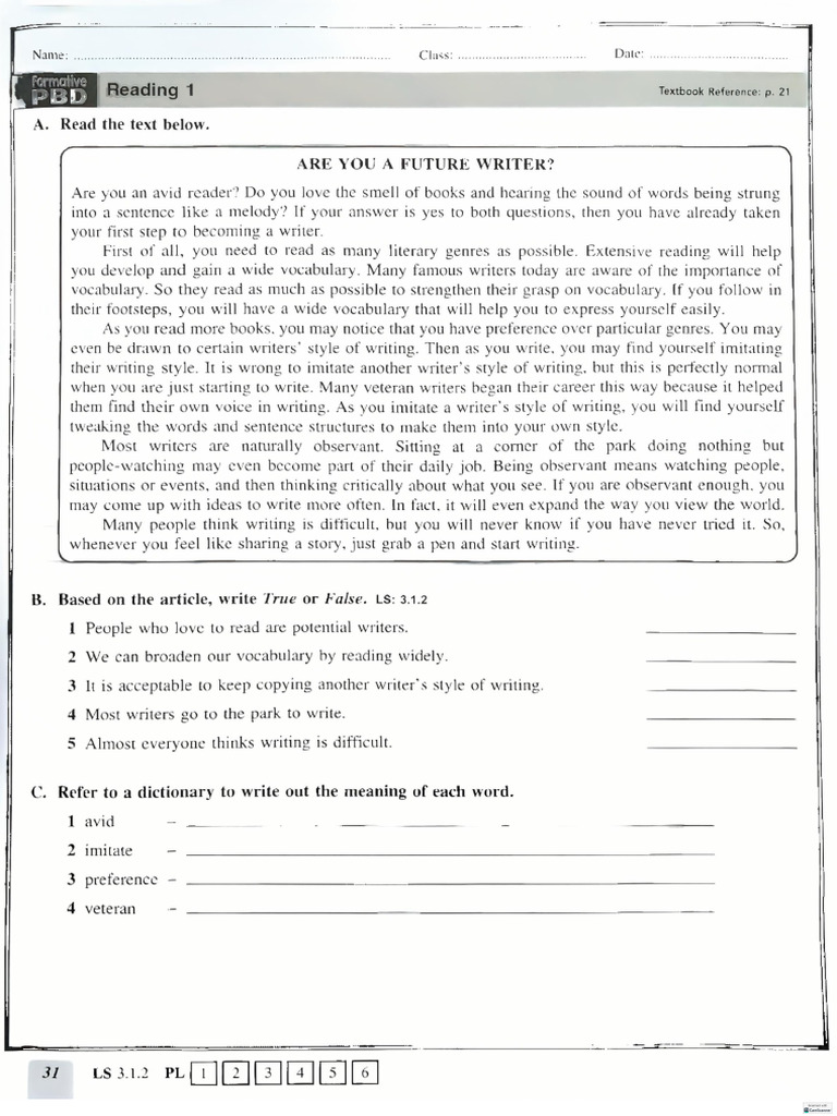 Reading, Listening and Writing | PDF