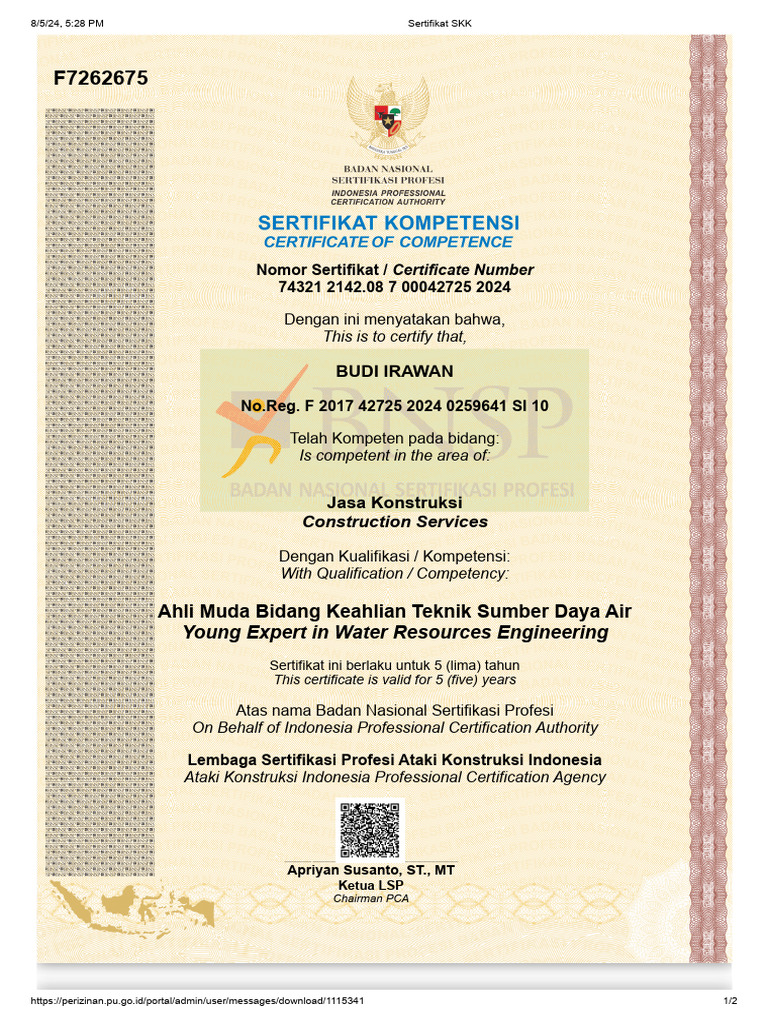 Sertifikat SKK | PDF