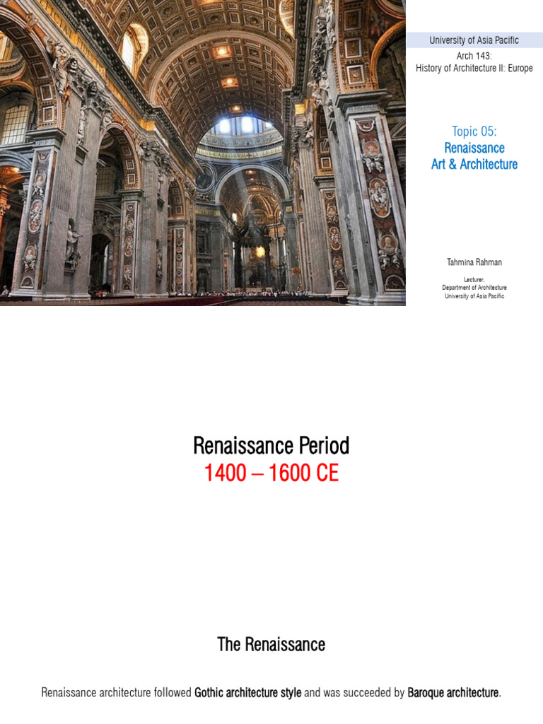 Lecture 5 - Renaissance Art & Architecture | PDF