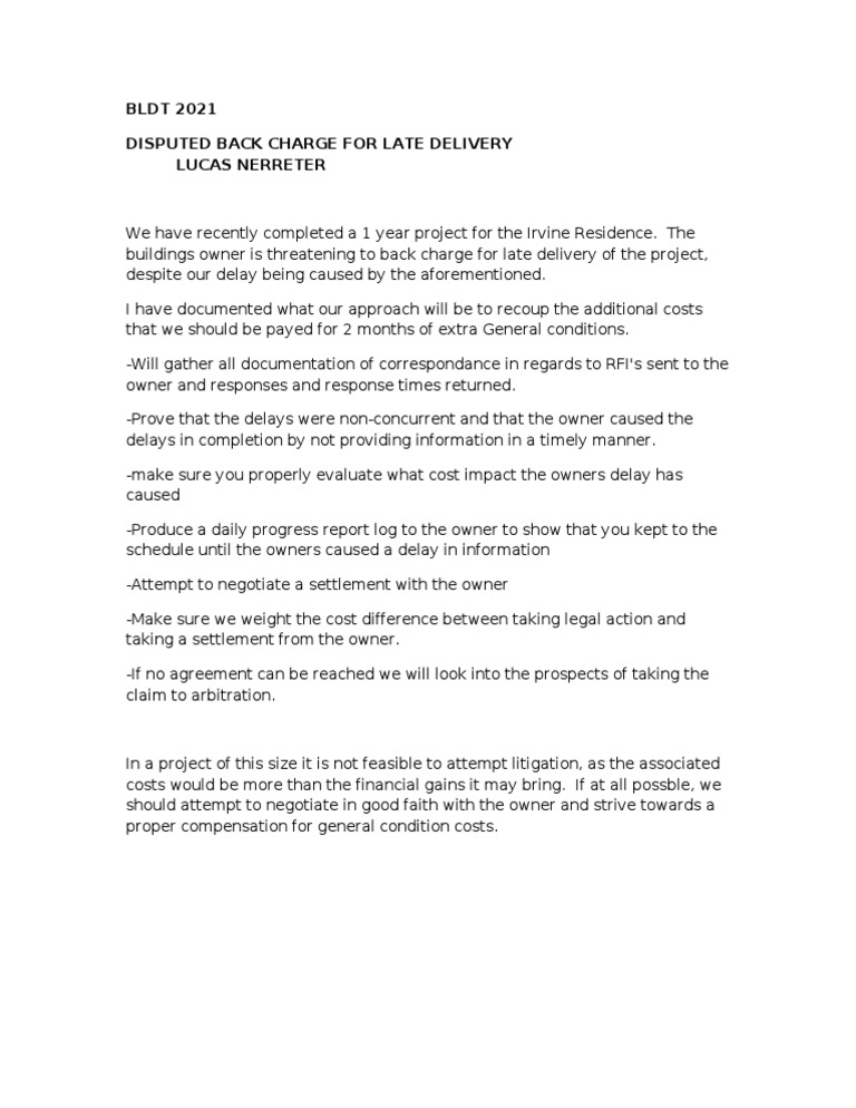 Back Charge | PDF | Law
