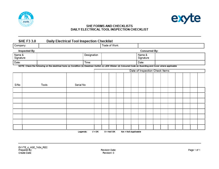 Daily Inspection Electrical Tools | PDF