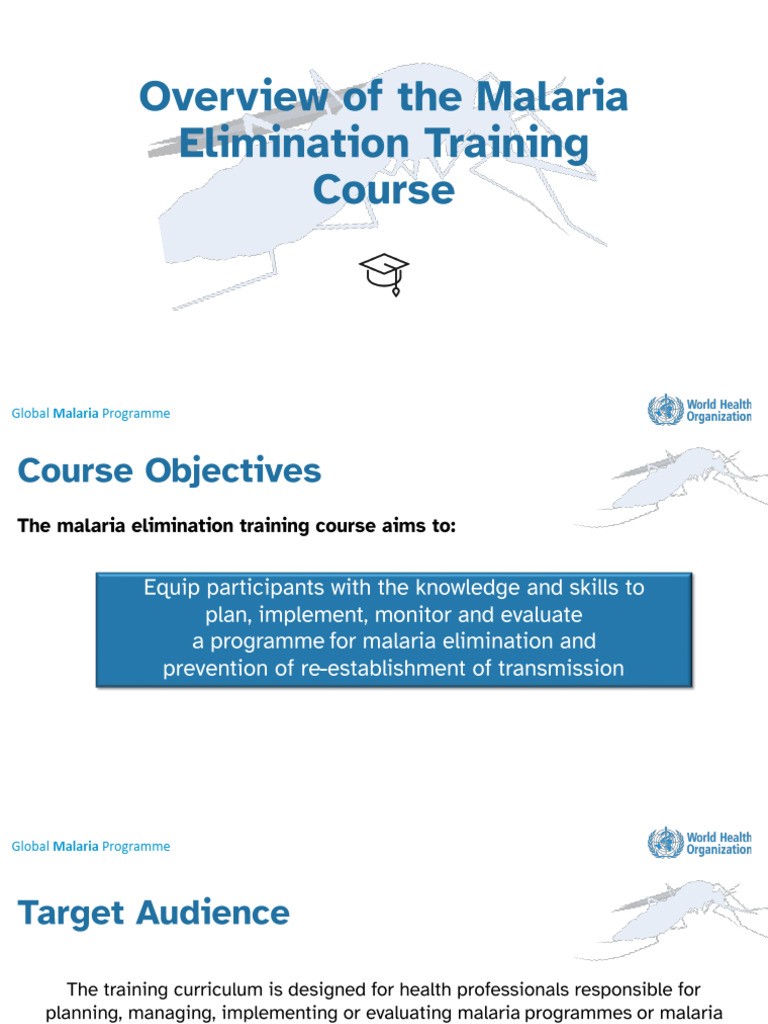 WHO MOOC Malaria Elimination Overview | PDF