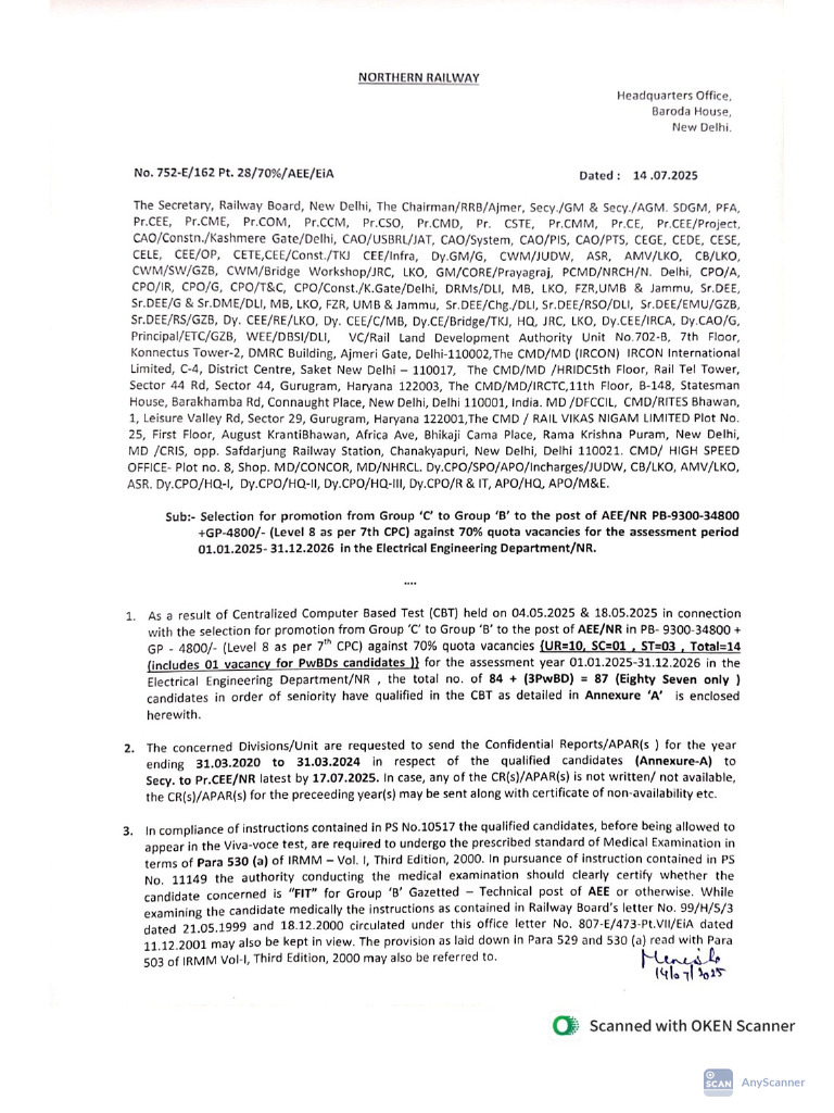 AEE 70% Written Test Result | PDF